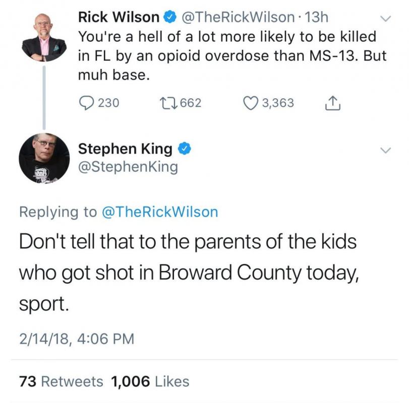 Stephen King Thinks MS-13 Is a Gun. No, Seriously. | MRCTV Stephen King Thinks MS-13 Is a Gun. No, Seriously. | MRCTV