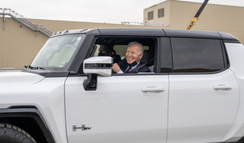 Biden Boasts $7K EV Tax Credits...While Sitting In a $100K Hummer | MRCTV