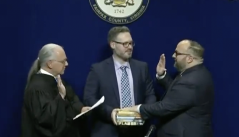 Karl Frisch Was Sworn In In Fairfax County On a Stack of 'Banned Books'