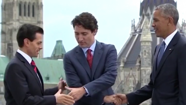 Awkward: North American Leaders Attempt Three-Way Handshake | MRCTV