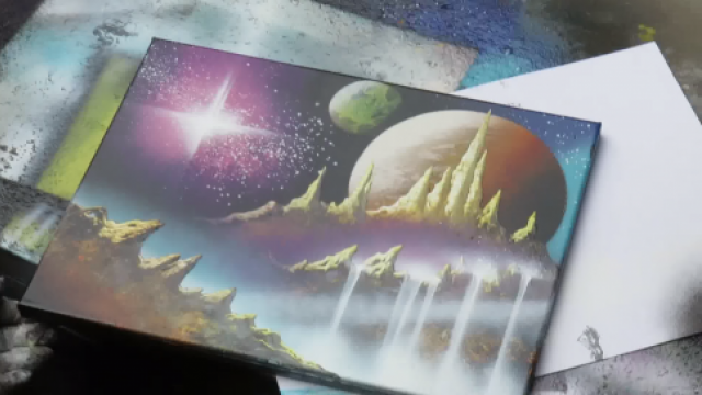 Street Artist Creates Spectacular Sci-Fi Scene on the Spot, Using Spray ...